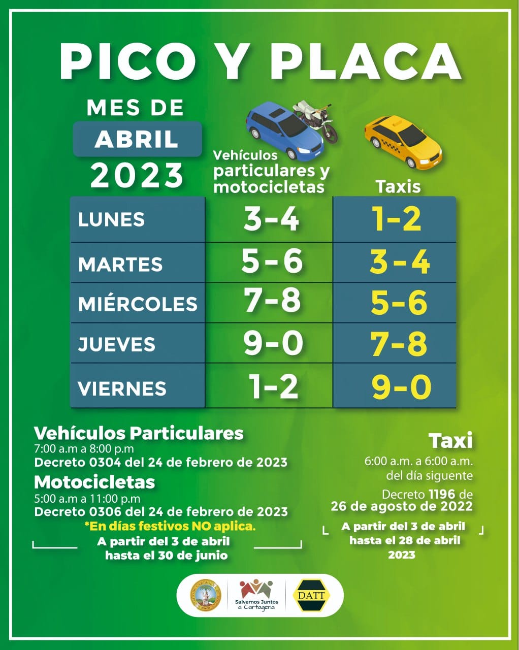 El Lunes 3 De Abril De 2023 Nueva Rotación Del Pico Y Placa Para